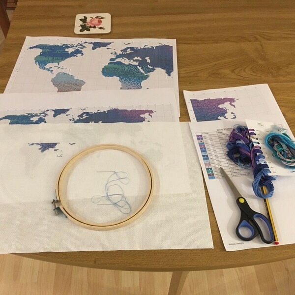 World Map Cross Stitch Kit | Landscape Cross Stitch | Modern Cross ...