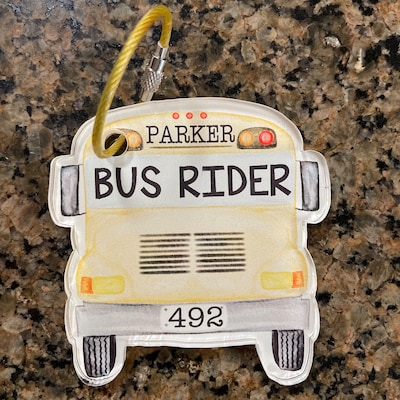 Personalized School Bus Rider ID Bag Tag/ Bus Rider Backpack Tag/bus ...