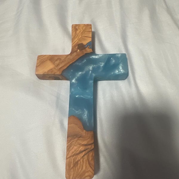 Custom Made Resin&olive Wood Wall Cross,wooden Crucifix,epoxy and Olive ...