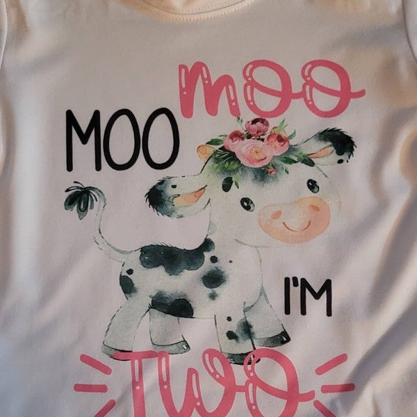 Moo Moo I'm Two Digital Download, Cow Birthday Png, Sublimation File ...