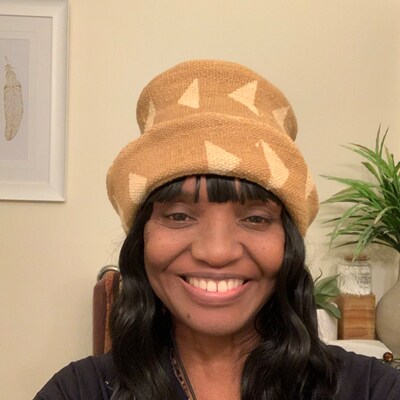 Women's Mud Cloth Hat, Mustard Yellow Wide Brim Cloche, Handmade Hat ...