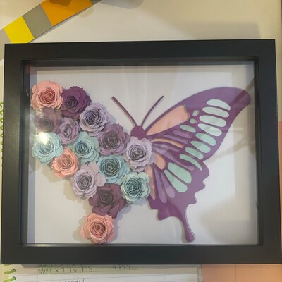 Butterfly Rose Shadow Box SVG, DIY Craft Gifts for Occasions Like ...
