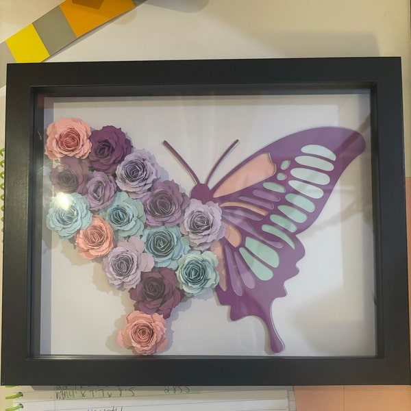 Butterfly Rose Shadow Box SVG, DIY Craft Gifts for Occasions Like ...