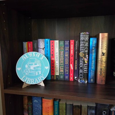 Personalized Laser Engraved Birch Wood Library Street Sign Bookshelf ...