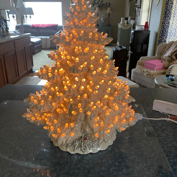 Handmade Pearl White Ceramic Christmas Tree With Star Topper - Etsy