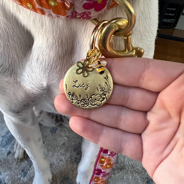 Flower Power Dog Tag, Daisy Dog Tag, Pet Id Tag, Personalized Dog Tag ...
