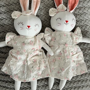 Stuffed Animal Doll, Handmade Bunny Doll, Linen Soft Fabric Doll ...