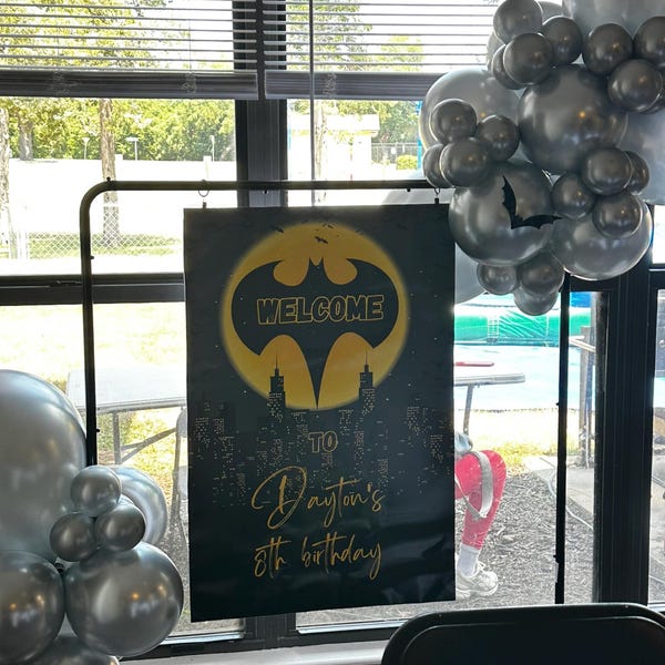 Superhero Welcome Sign Birthday Sign Reception Bat Boy & Girl Theme ...
