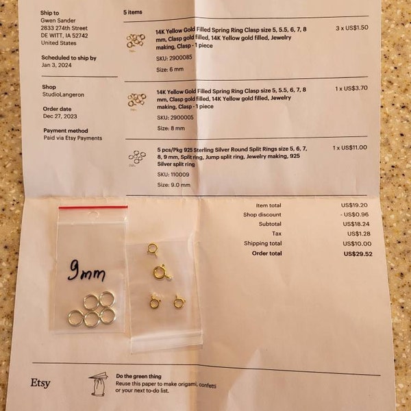 5 Pcs/pkg 925 Sterling Silver Round Split Rings Size 5, 6, 7, 8, 9 Mm ...