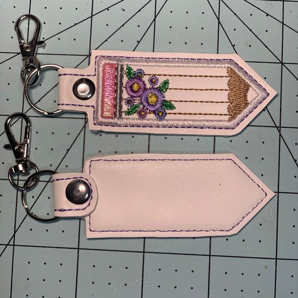 Pretty Flower Pencil Key Fob, 4x4 Hoop Required, ITH, Embroidery ...