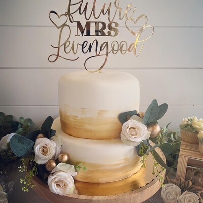 Personalized Future Mrs Cake Topper Custom Name Bridal Shower Hand ...