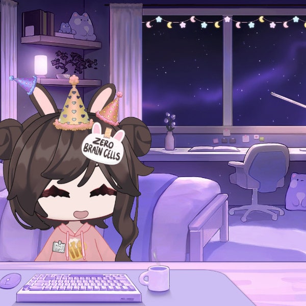 Twitch Dark Moon Kitty Cat Webcam Overlay / Stream Graphics / Kawaii ...