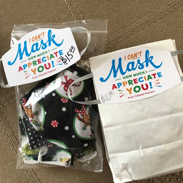Can't Mask Our Gratitude PRINTABLE Gift Tag, Mask Gift Tag, Thank You ...