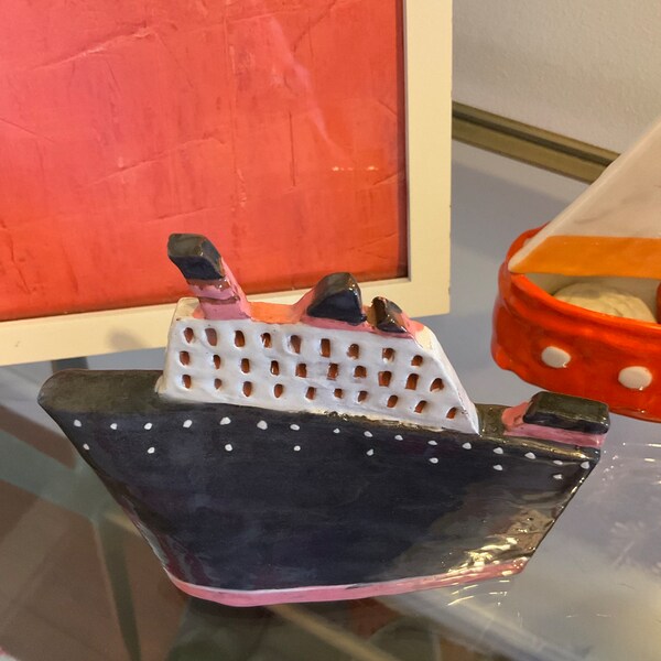 Model Ship-ceramic Ship-miniature Boat-nautical Decor-sea Decor ...