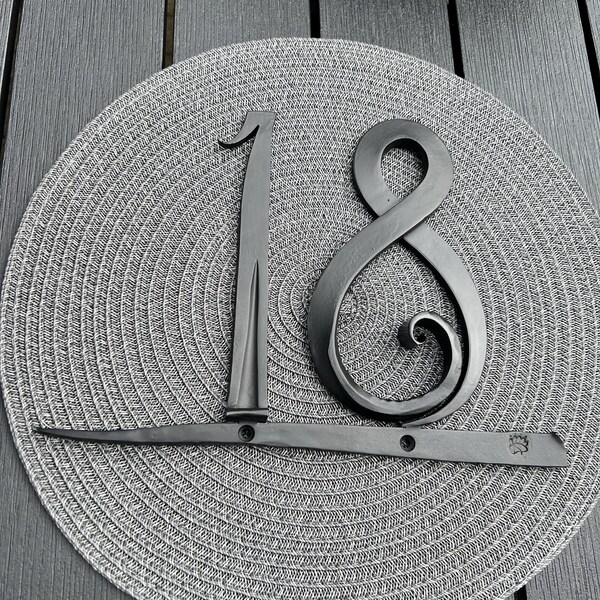 8'' Large Metal House Numbers. Hand Forged Iron House Number. 8 Inch ...