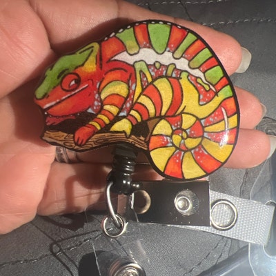 Chameleon Badge Reel: Gift for Panther Chameleon Lover or Nurse ...