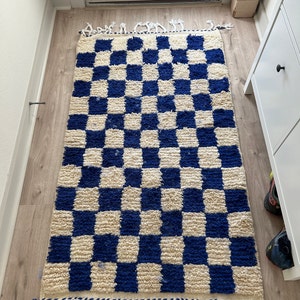 Checkered Rug Dark Beige, Moroccan Handmade Checker Rugs Runner ...