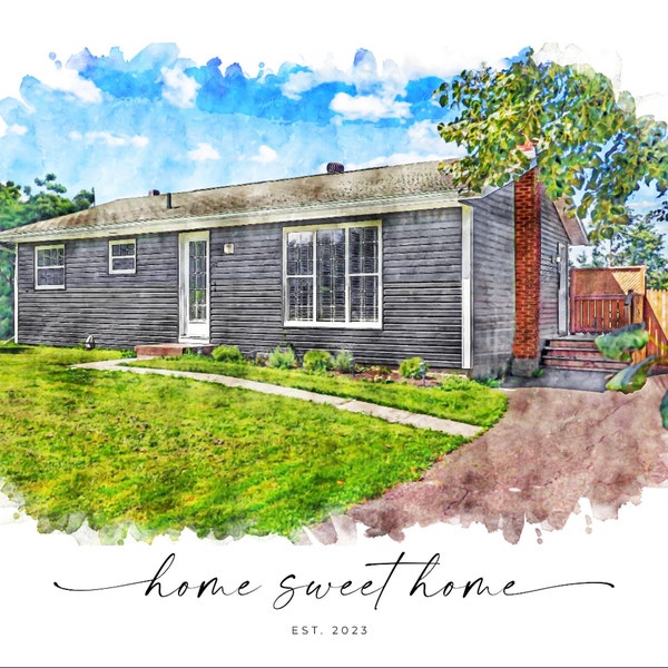 Our First Home Print, Homeowners Gift, Custom House Portrait, Digital ...