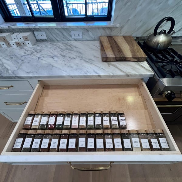Custom Maple Spice Drawer Organizer| Modular Kitchen Spice Rack Insert ...