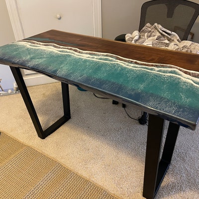 Your Custom Black Walnut Ocean Desk, Wave Desk, Beach Desk, Live Edge ...
