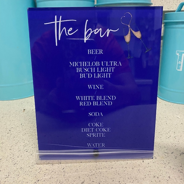Personalized Wedding Bar Menu Sign Custom Clear Acrylic Wedding Sign ...