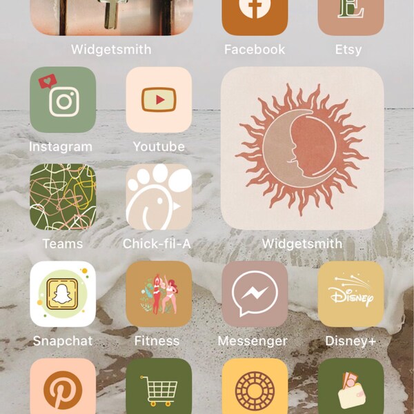 Boho Aesthetic iPhone App Icons, Boho Ios 14 App Icon Pack, Neutral ...