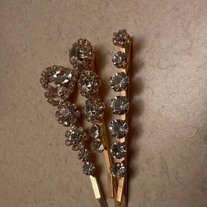 3PC Set Gold/silver Rhinestone Side Pins. Gold Bobby Pins, Unique Hair ...