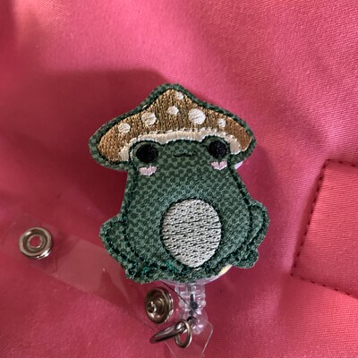 Cottagecore Toadstool Frog Badge Reel,id Badge Reel,retractable Badge ...