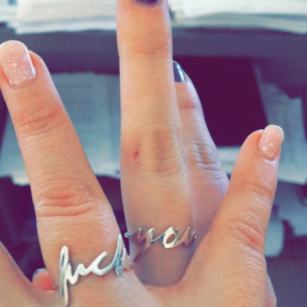 Fck You MATURE Ring Sterling Silver or Gold Set, Mature Ring With Fck ...