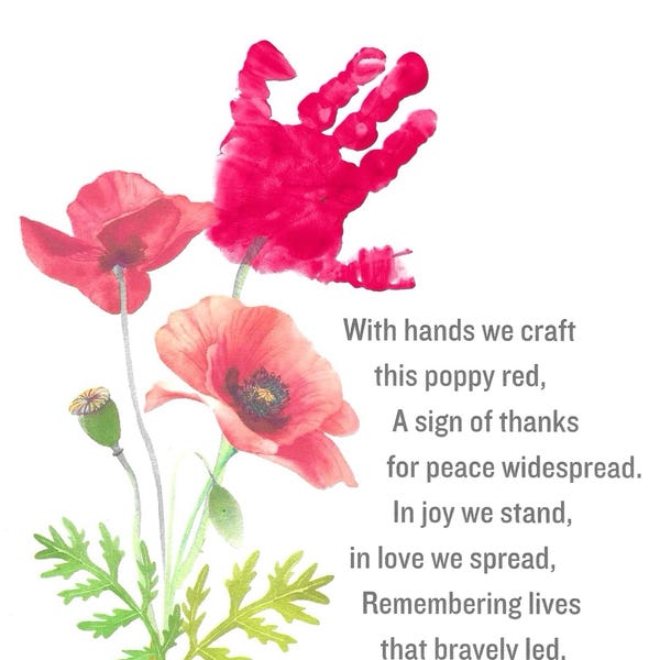 Veterans Day Remembrance Day Poppy handprint Art Craft for Toddler ...