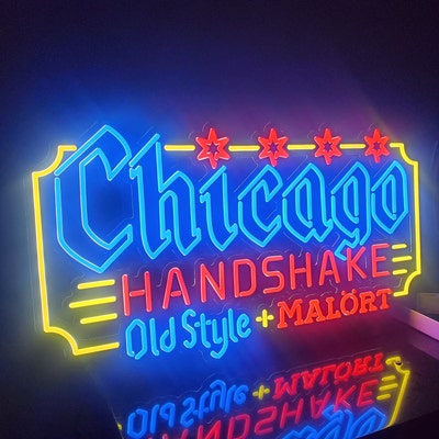 Neon Neighborhood Map of Chicago Poster Wall Art Bright Neon Colors ...