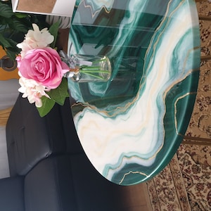 Emerald Green Coffee Table, Resin Coffee Table, Green Gold Coffee Table ...