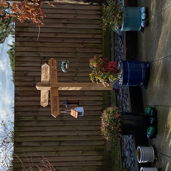 Engraved House Name Driveway Post Wedding Event Arrow Sign in the Style ...