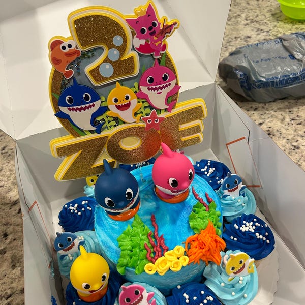 Baby Shark Cake Topper, Baby Shark Birthday, Cupcake Topper, Ping Fong ...