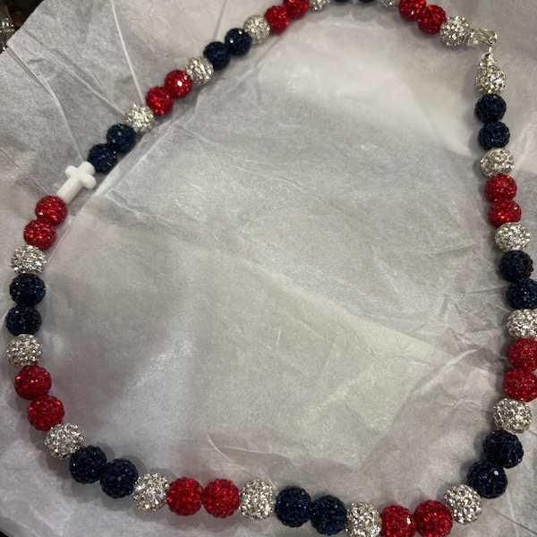 Baseball Rhinestone Necklace - Blue and White With Orange- UF Gators ...