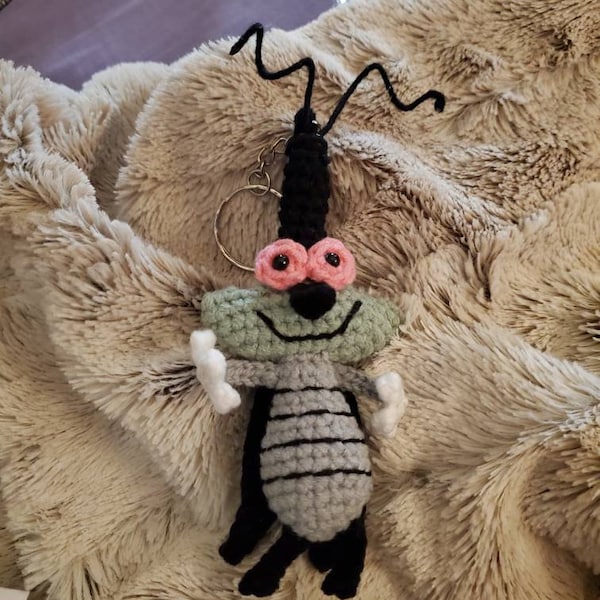 Oggy and the Cockroaches Keychain | Oggy Crochet - Etsy