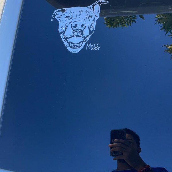 Custom Pet Portrait Car Decal, Personalized Dog Car Sticker, Cat Decal ...