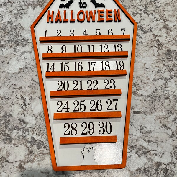 Countdown to Halloween Calendar With Moveable Ghost, Halloween Ghost ...