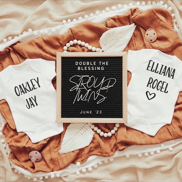 Twins Pregnancy Announcement Digital, Twins Baby Announcement Digital ...