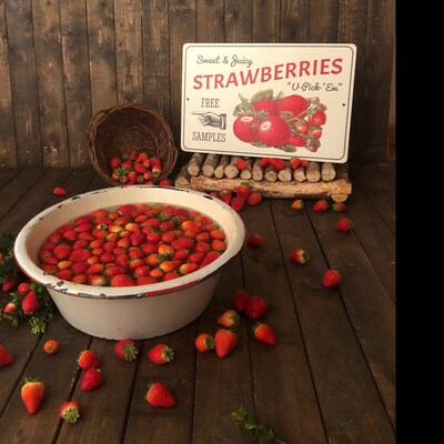 Strawberries Sign, Berry Kitchen Decor, Strawberry Farm Sign, Berry ...
