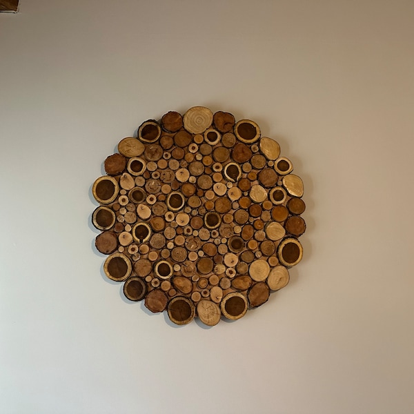 Log Wall Art, Wood Wall Art, Log Slice Mosaic, Log Slice Wall Art, Log ...