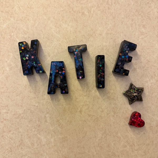 Personalized NAME Resin Letter Magnets -customizable Glitter Letters ...