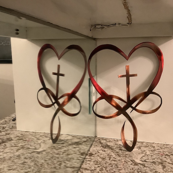 Eternal Love: Infinity Heart Cross Metal Wall Art - Steel, Copper ...