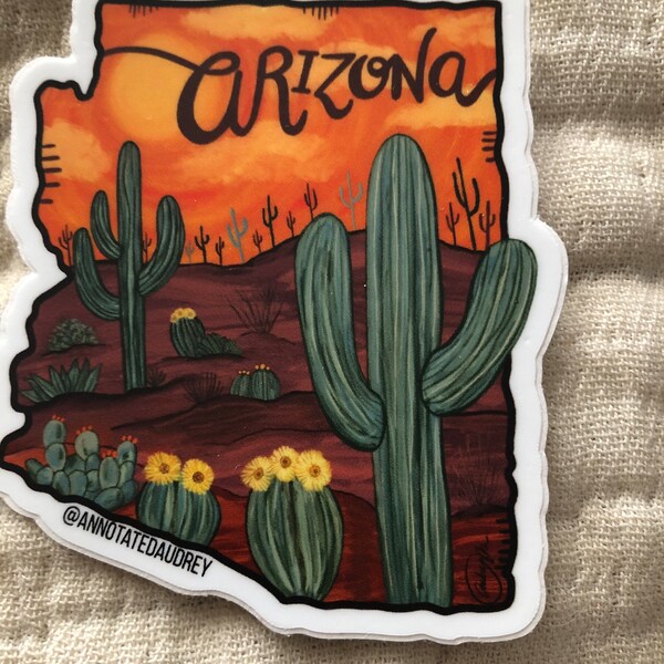 Vinyl Sticker | Orange Arizona Weatherproof Decal Cactus Sticker for ...