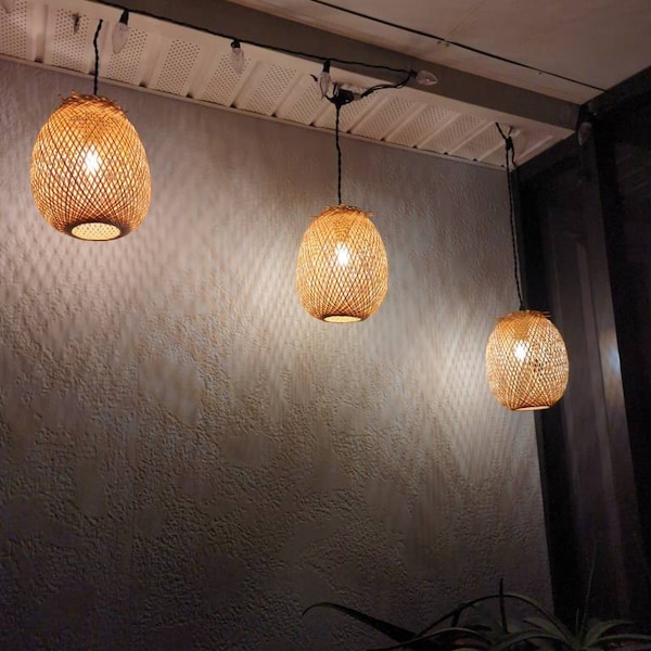 Minimalist Bamboo Lampshade, Extra Small Bamboo Lampshade Pendant Light ...