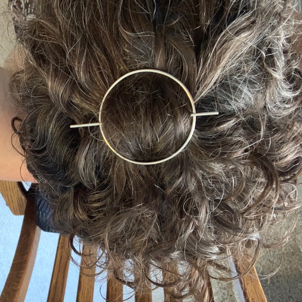 Minimal Silver Hair Pin, Round Hair Piece, Simple Hair Accessory ...