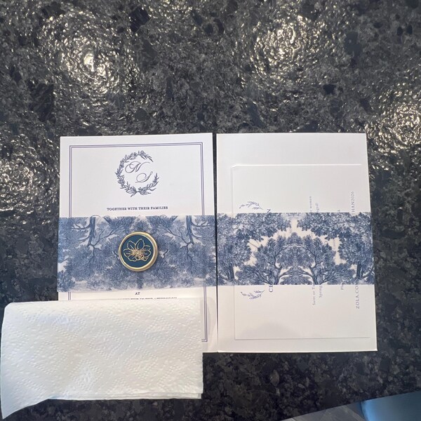 Arianna | Blue Toile Vellum Wraps for 5x7 Invitation, Blue French ...