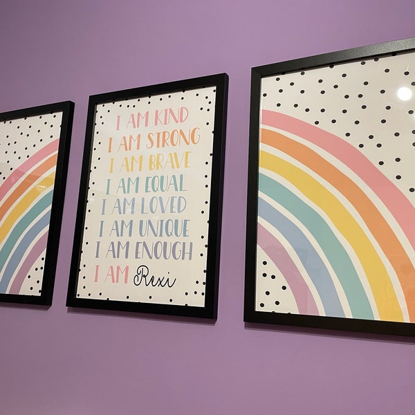 Positive Affirmation Print, Set of 3, Kids Motivation Poster, Bright ...