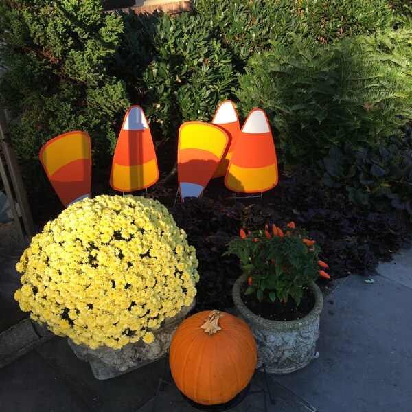 Halloween Candy Corn Yard Decorations | Yard Signs | Fall Decoration - Etsy