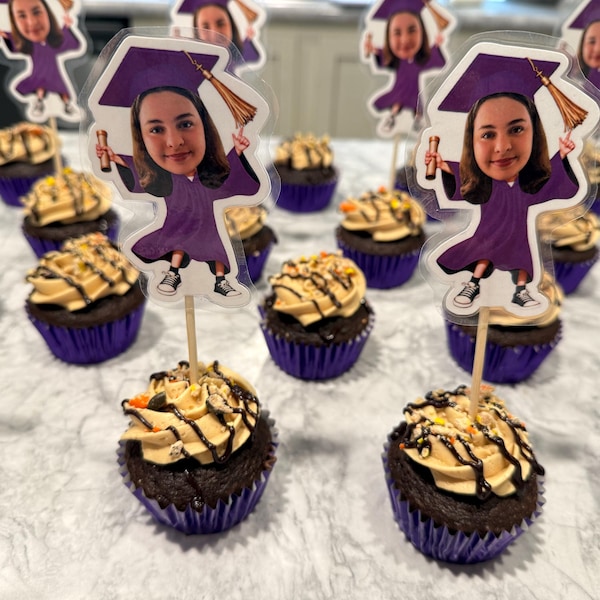 Bestseller! GRADUATE Personalized Face Cupcake Toppers - Custom Party ...